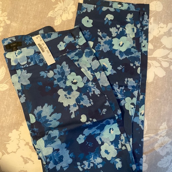 J. Crew | Pants & Jumpsuits | J Crew Blue Floral Pant | Poshmark